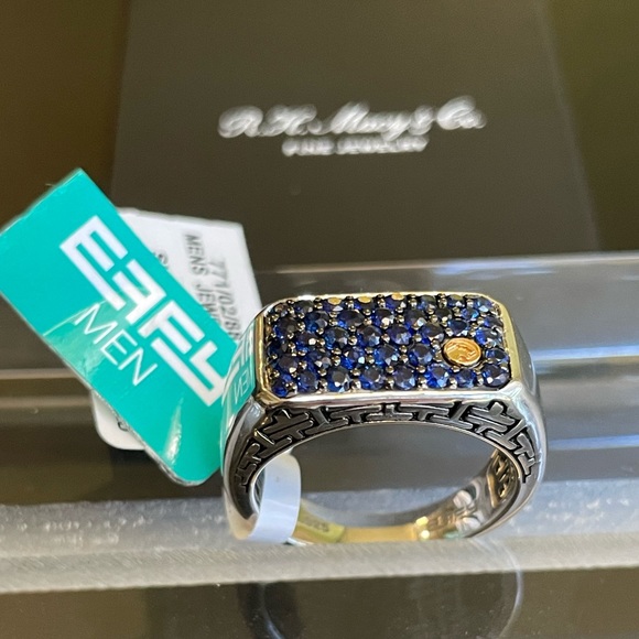 Effy | Accessories | New Effy Mens Blue Sapphire Cluster Ring 38 Ct Tw ...